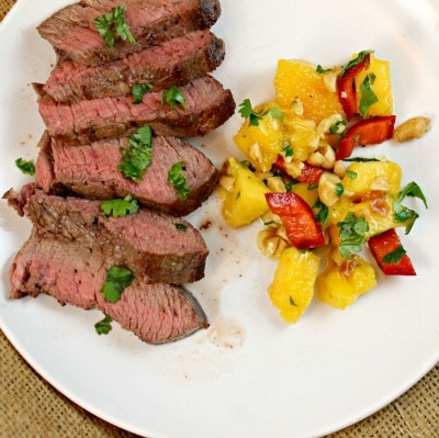 Grilled Sirloin Steak with Mango Chile Salad Recipe - I Can Cook That ...
